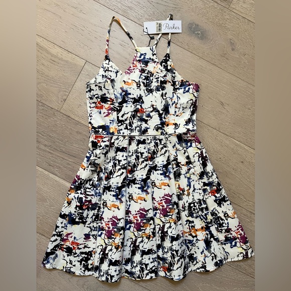 Parker | Dresses | Parker Pollock Dress White Base With Multicolor ...